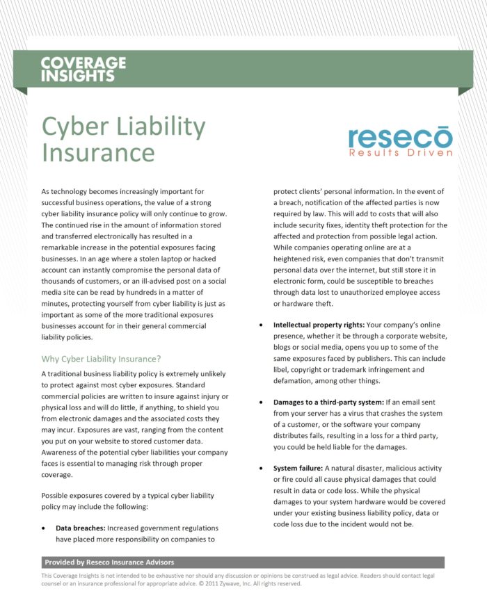Coverage Insights - Cyber Liability Insurance - Resecō