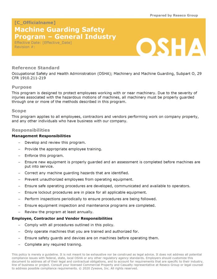 Machine Guarding Safety Program - General Industry - Resecō Machine Guarding Safety Program - General Industry - Resecō